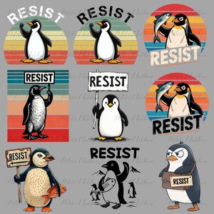 Penguins Against Tariffs Png Bundle, Penguins RESIST Png, Flippers up ...