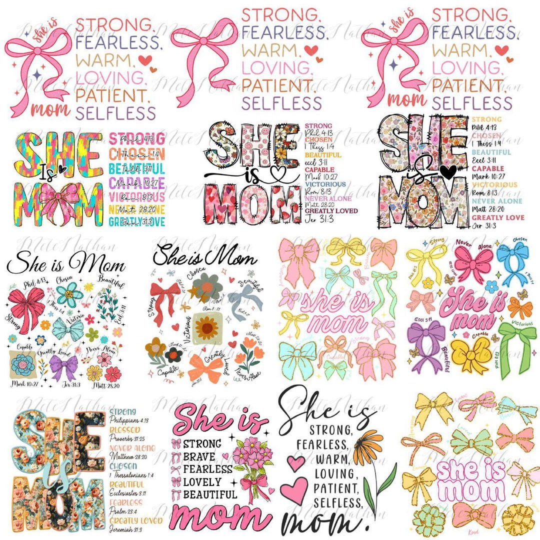 She is Mom Png Bundle, Floral Mama Png, Mother's Day, Coquette Bow Girl ...