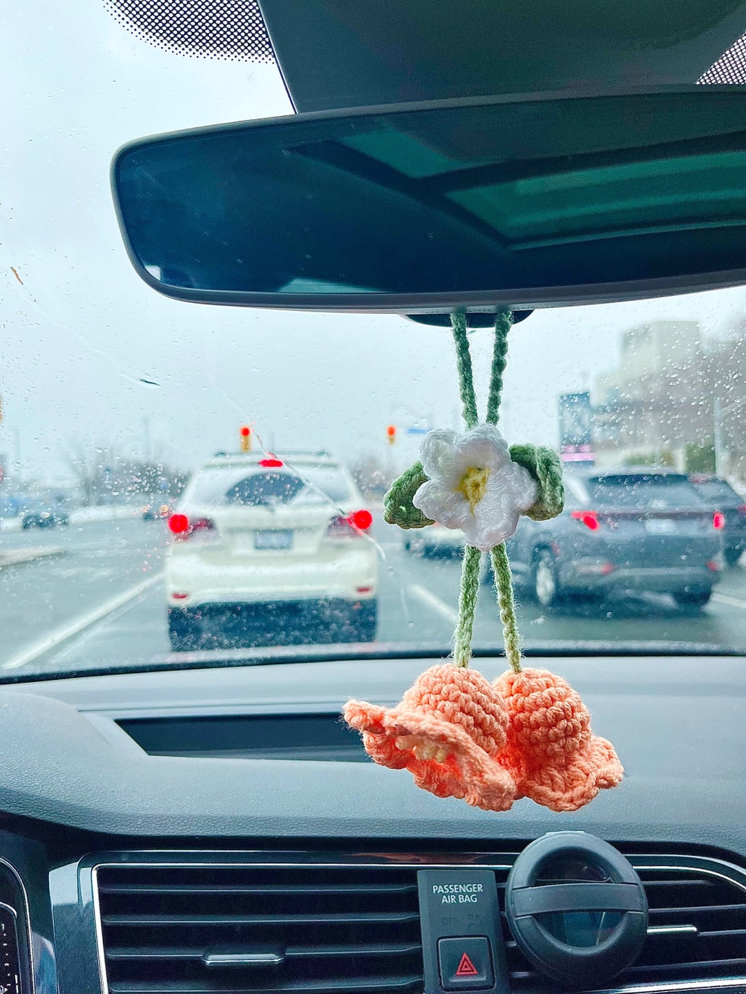 Crochet Lily of the Valley Car Mirror Hanger-car Decor Room Decor-car ...