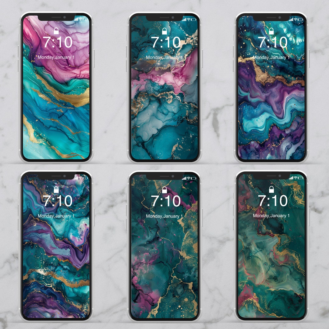 Phone Paint Color Swirl Set Wallpaper Art, Trendy Fun 3D, Abstract ...
