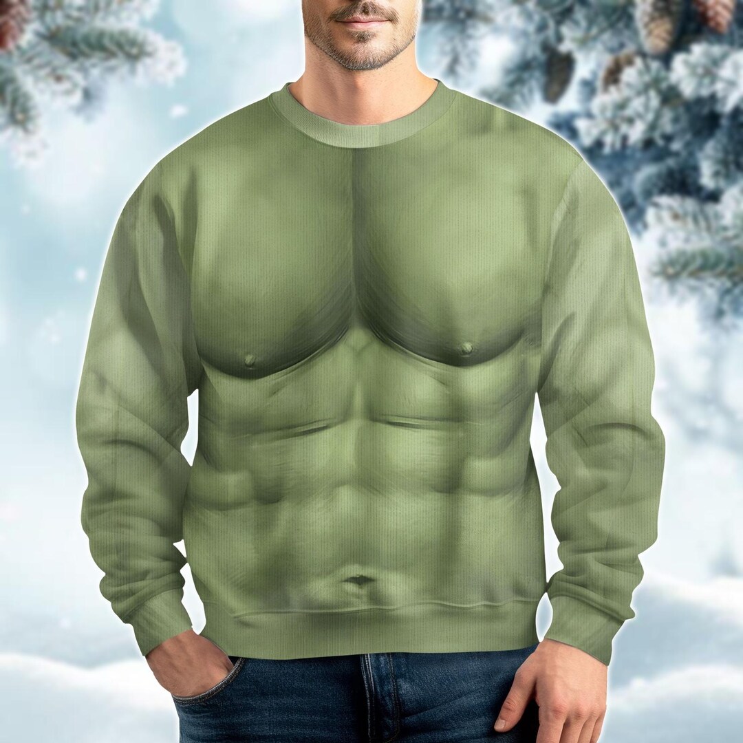 The Incredible Hulk Ugly Christmas Sweater, Green Hulk Funny Xmas ...
