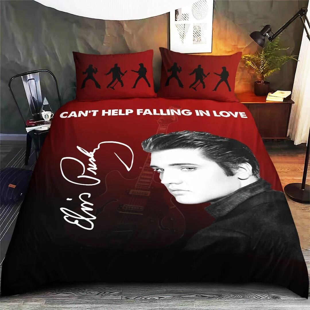 Elvis Presley Bedding Set, King of Rock Bed Set, Custom Name Duvet Set ...