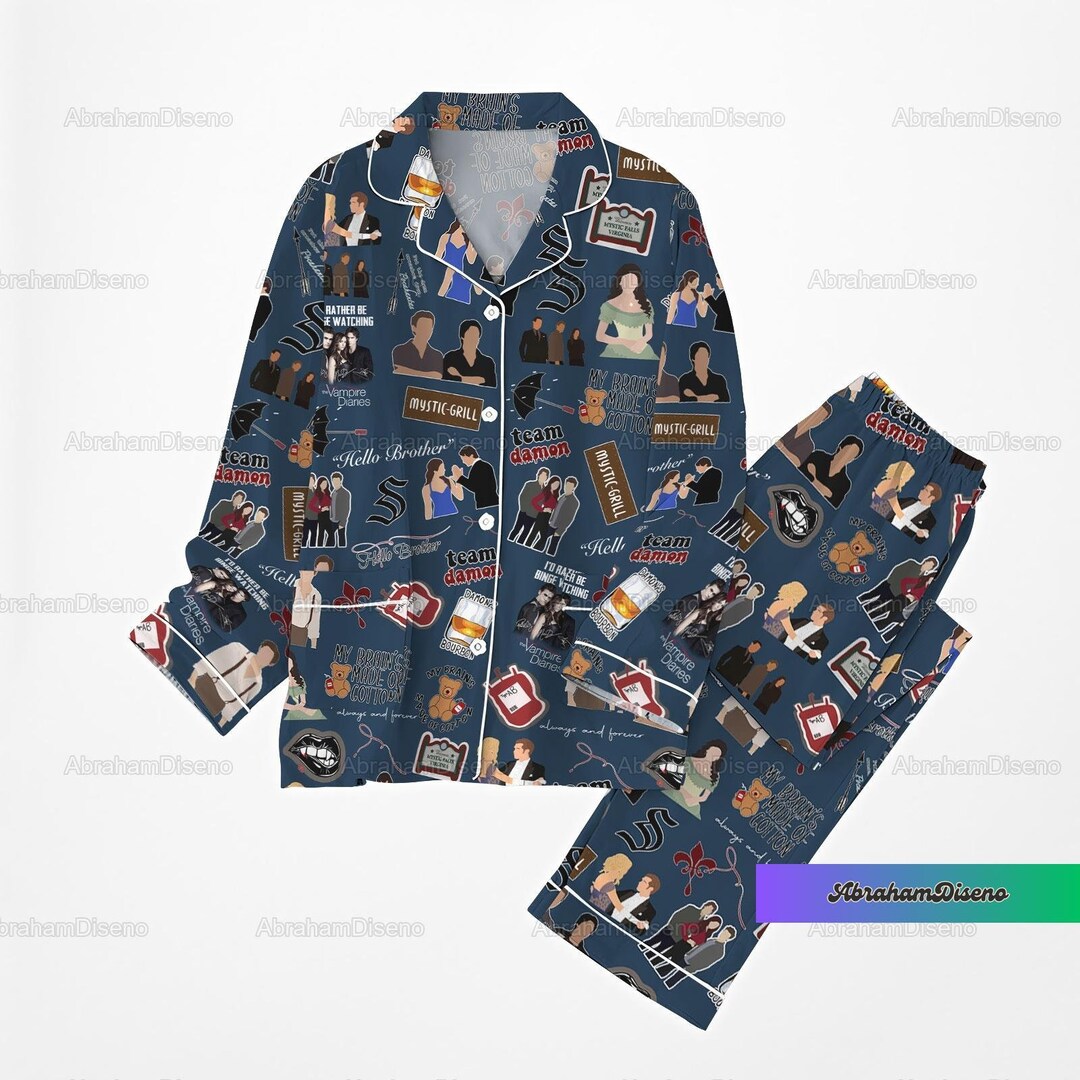 The Vampire Diaries Pajamas, Damon Salvatore Pajamas Set, Team ...