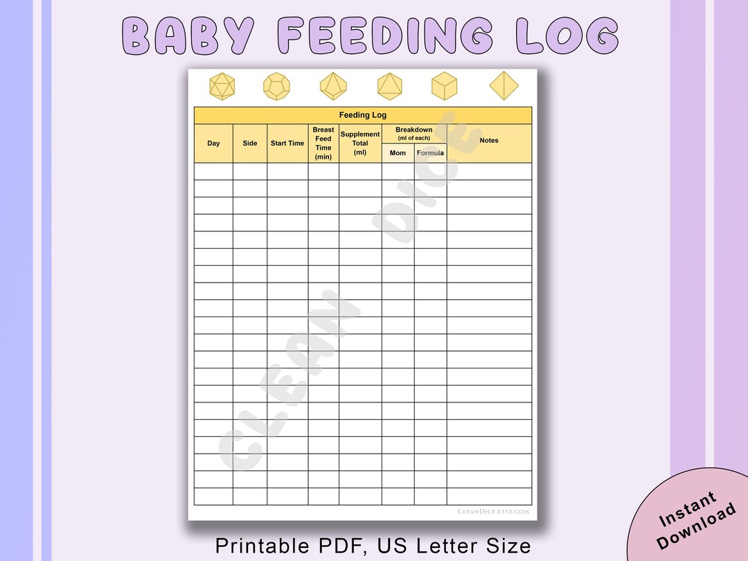 Baby Feeding Log Tracker - Geeky Mothers, Breast Feeding Formula ...