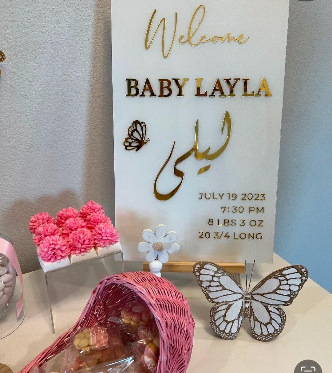 Custom Baby Welcome Sign Personalized Acrylic Birth Details Plaque With ...
