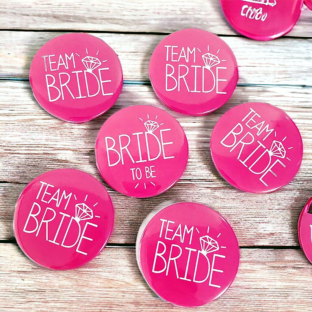 Pink Team Bride, Bride Squad Badges, Bridal Shower Pins, Hen Party ...