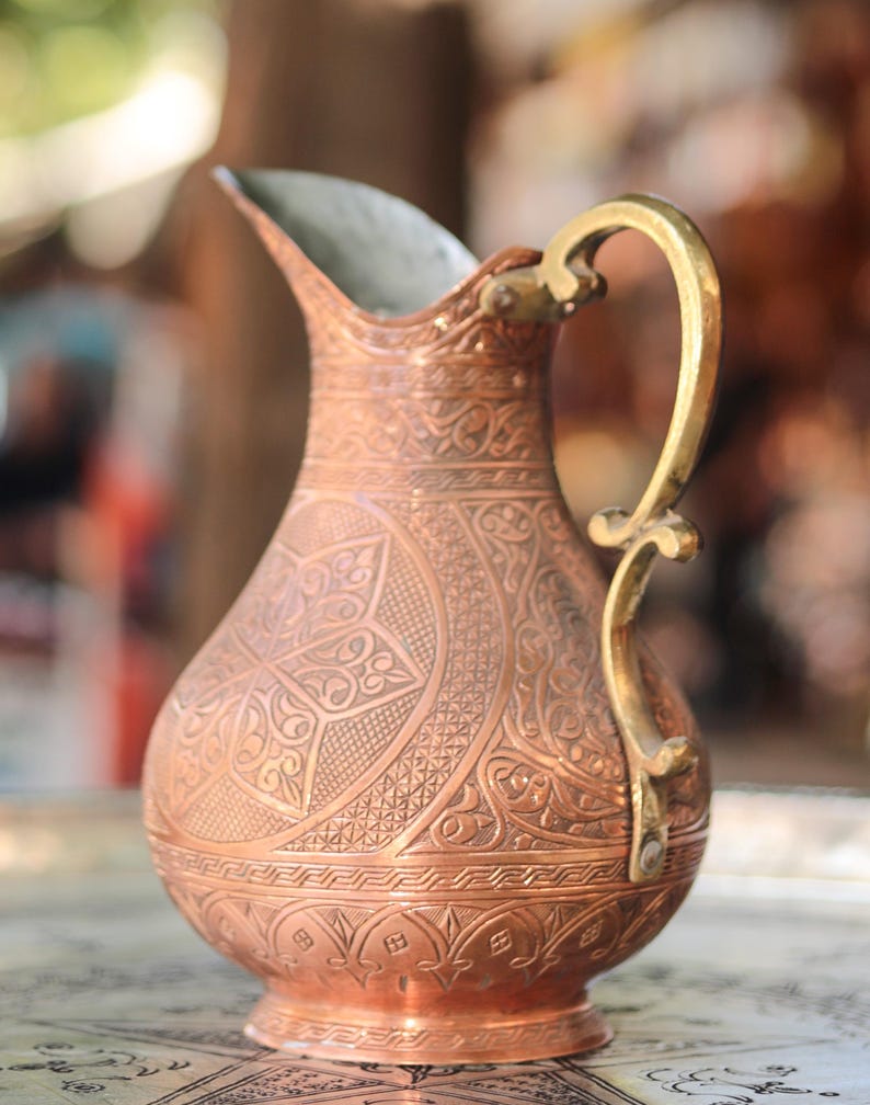 Handmade Copper Pitcher, Antique Design, Beverage Service, Vintage ...