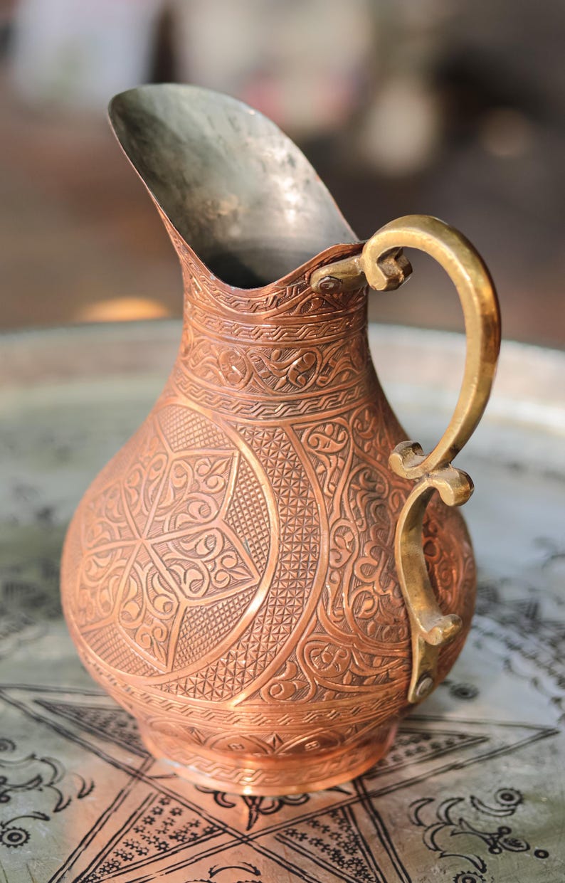 Handmade Copper Pitcher, Antique Design, Beverage Service, Vintage ...