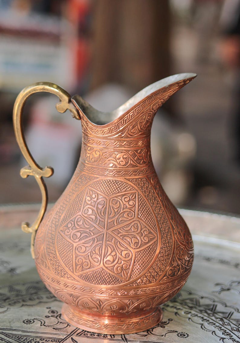 Handmade Copper Pitcher, Antique Design, Beverage Service, Vintage ...
