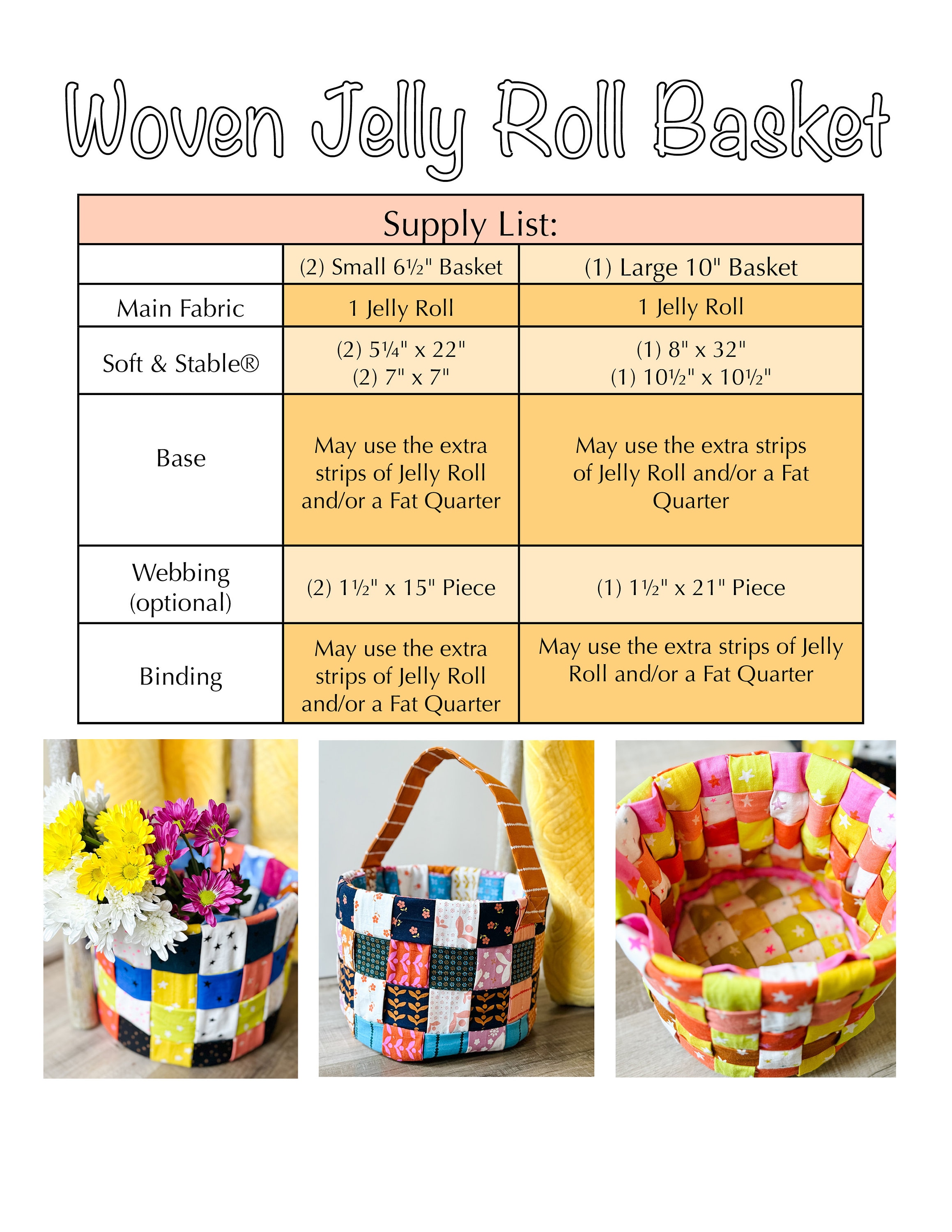 Woven Jelly Roll Basket PDF Pattern - Etsy