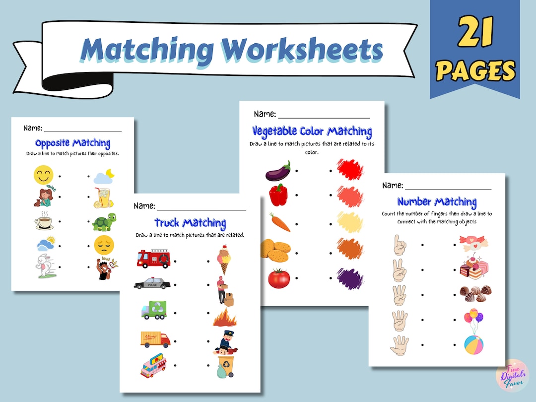 Printable Matching Worksheets, Match the Picture, Toddler Busy Book ...