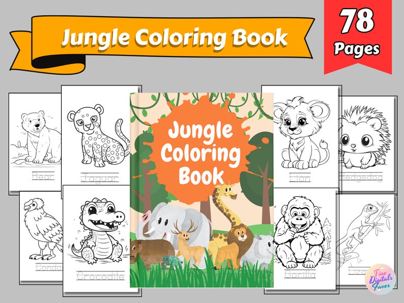 Jungle Coloring Book Printable Jungle Prints Art Easy Coloring Pages ...