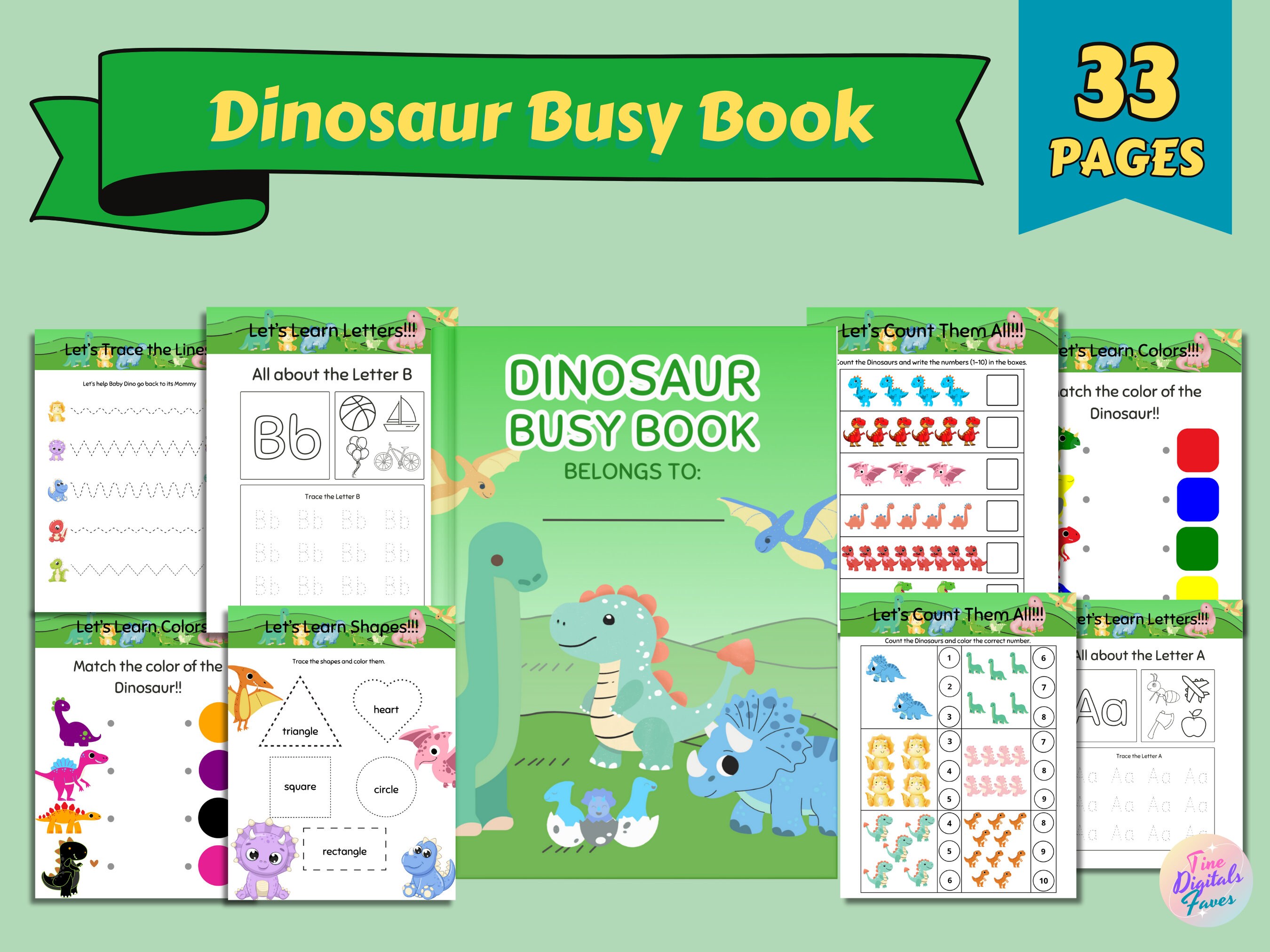 Dinosaur Busy Book Printable, Preschool Activities, Homeschool ...