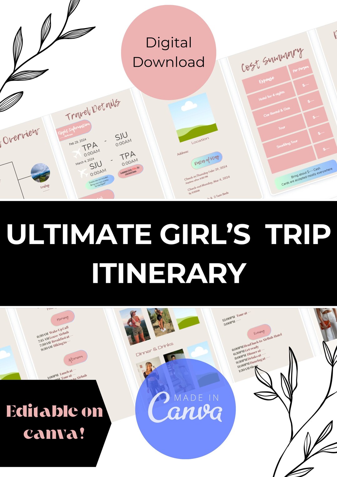Ultimate Girls Trip Digital Itinerary |perfect Planner for Your ...