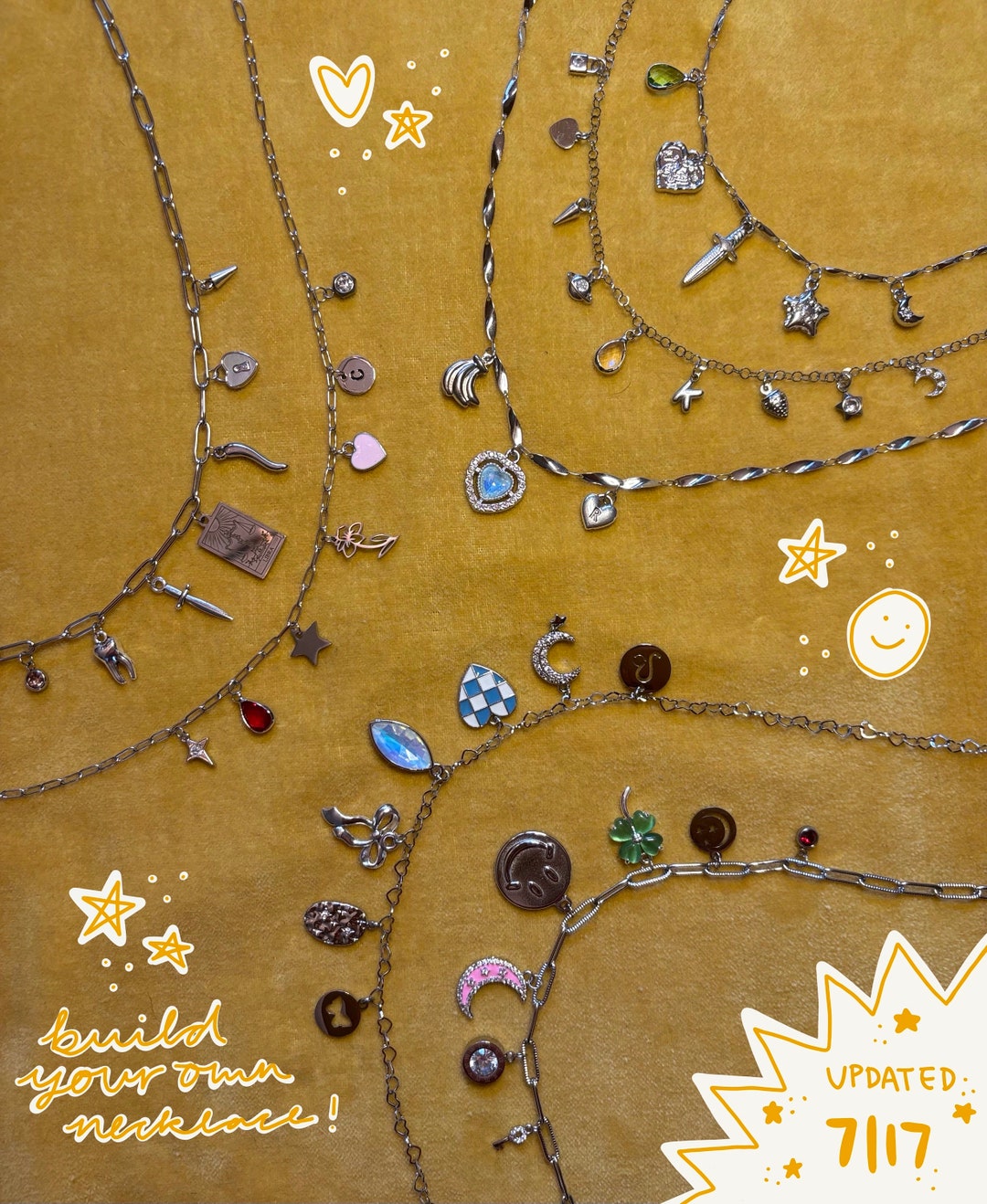 Build Your Own Charm Necklace Custom Charm Necklace Silver Charm ...