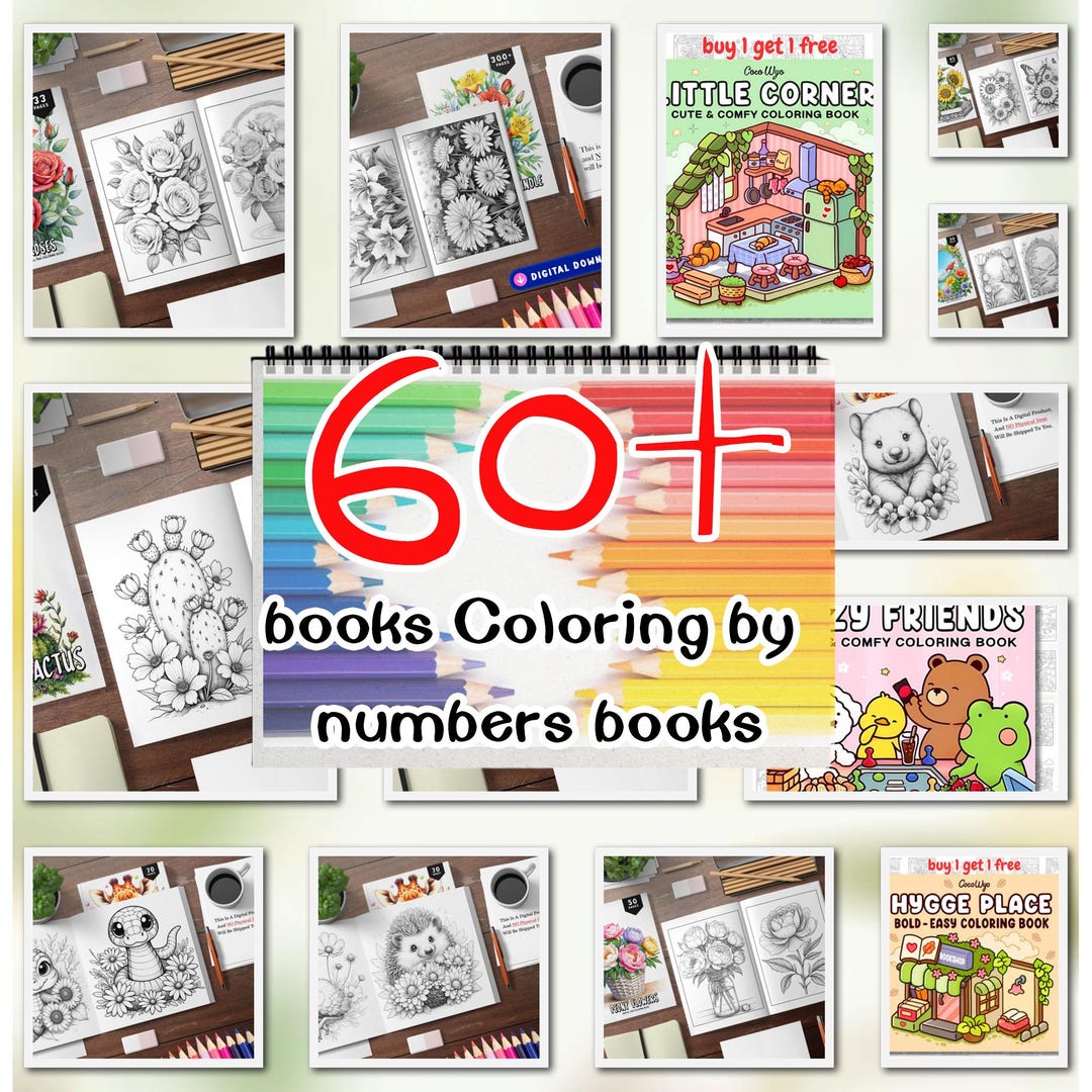 60+coloring Books-instant Download-relaxing Fun-mega Bundle - Etsy