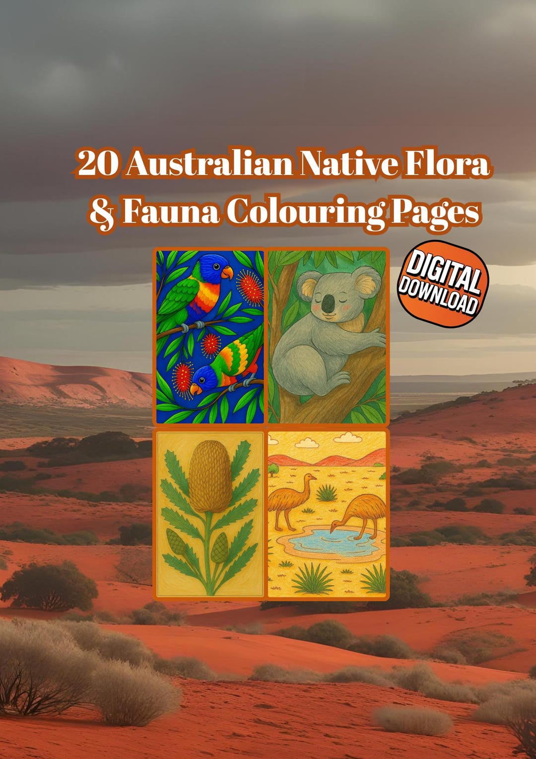Australian Native Flora & Fauna Coloring Pages |20 Printable Wildflower ...