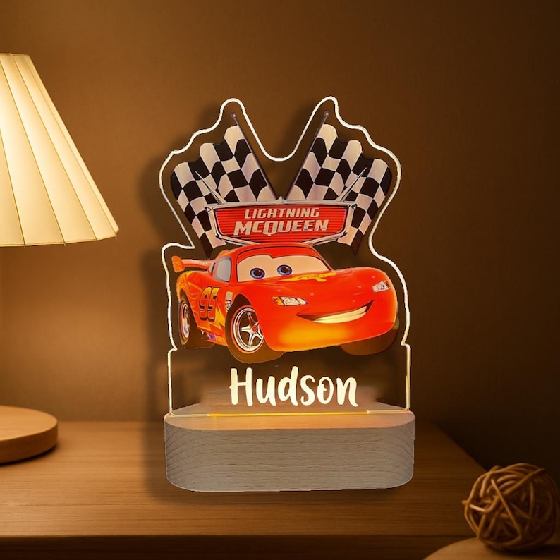 Custom Lightning Mcqueen Night Light, Mcqueen Car Acrylic Night Light ...