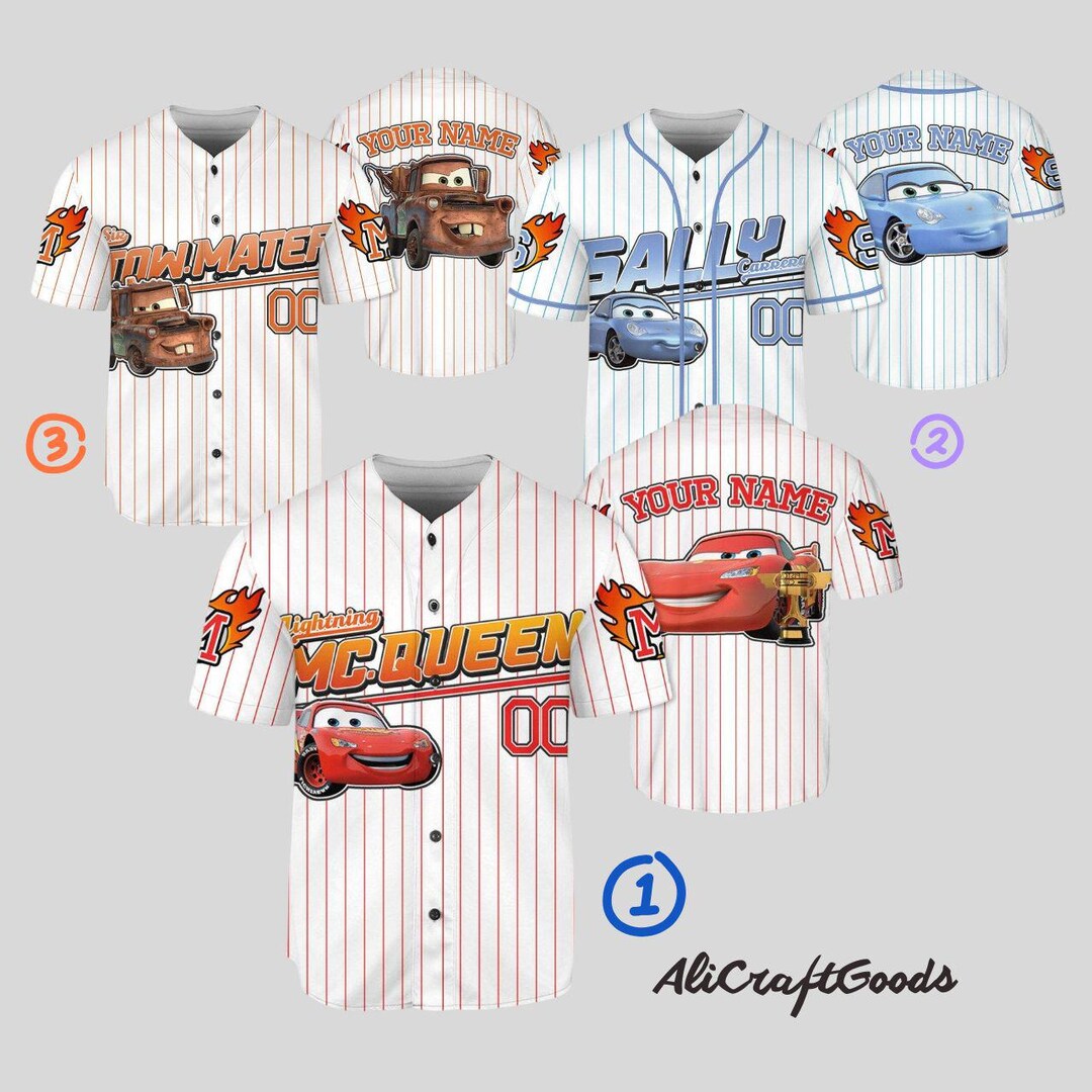 Personalized Lightning Mcqueen Jersey, Disney Cars Baseball Jersey ...