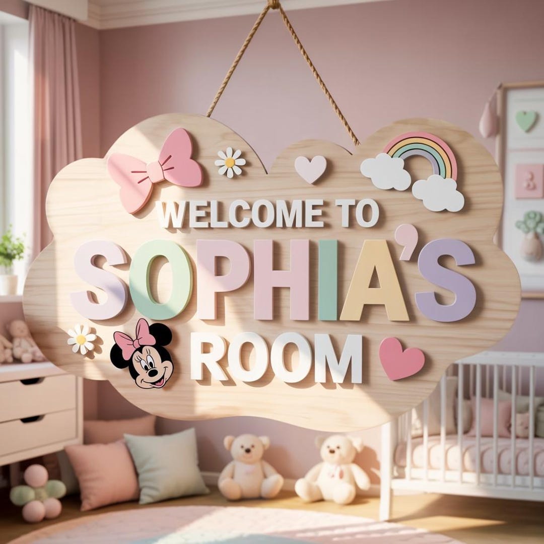 Personalized Girl Room Sign, Custom Kids Bedroom Sign With Name ...