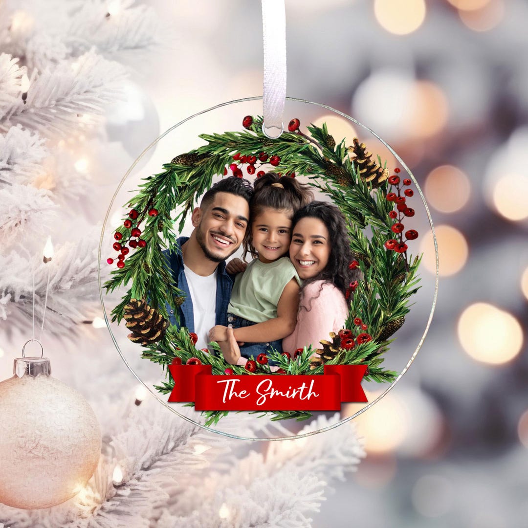 Personalized Christmas Photo Family Round Ornament, Christmas Gift ...