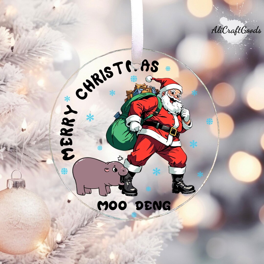 Christmas Moo Deng Ornament, Moo Deng I Love You Ornament, Moo Deng ...