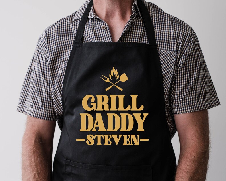 Personalized Grill Daddy Apron, Funny Apron Saying Quote, King of the ...