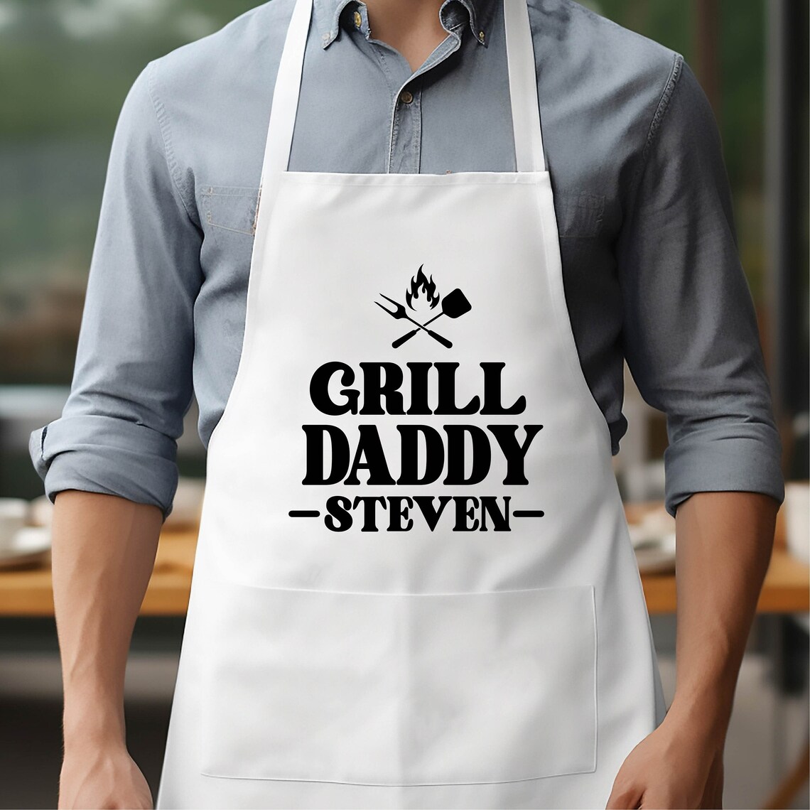 Personalized Grill Daddy Apron, Funny Apron Saying Quote, King of the ...