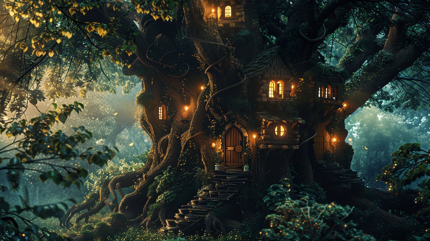 Enchanted Forest Treehouse Mystical Digital Photography Backdrop - Etsy