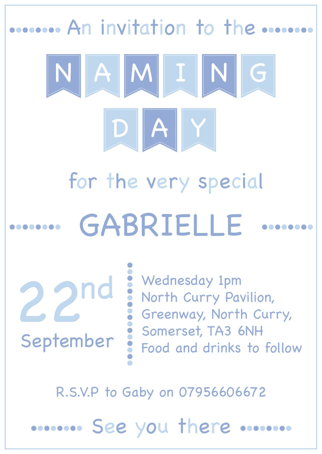 Blue Naming Day Invitation - Etsy