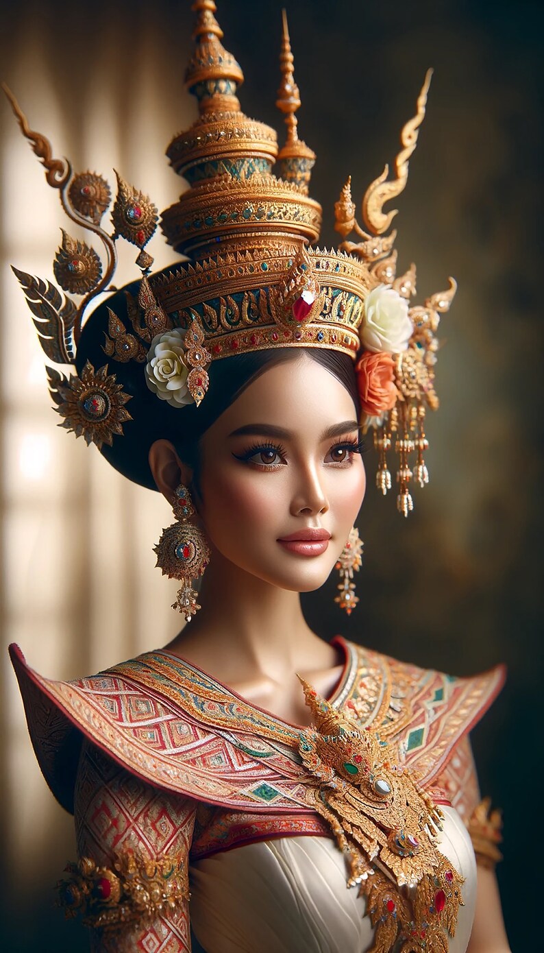 Elegant Thai Royal Attire Portrait.thai, Royal, Portrait, Traditional ...