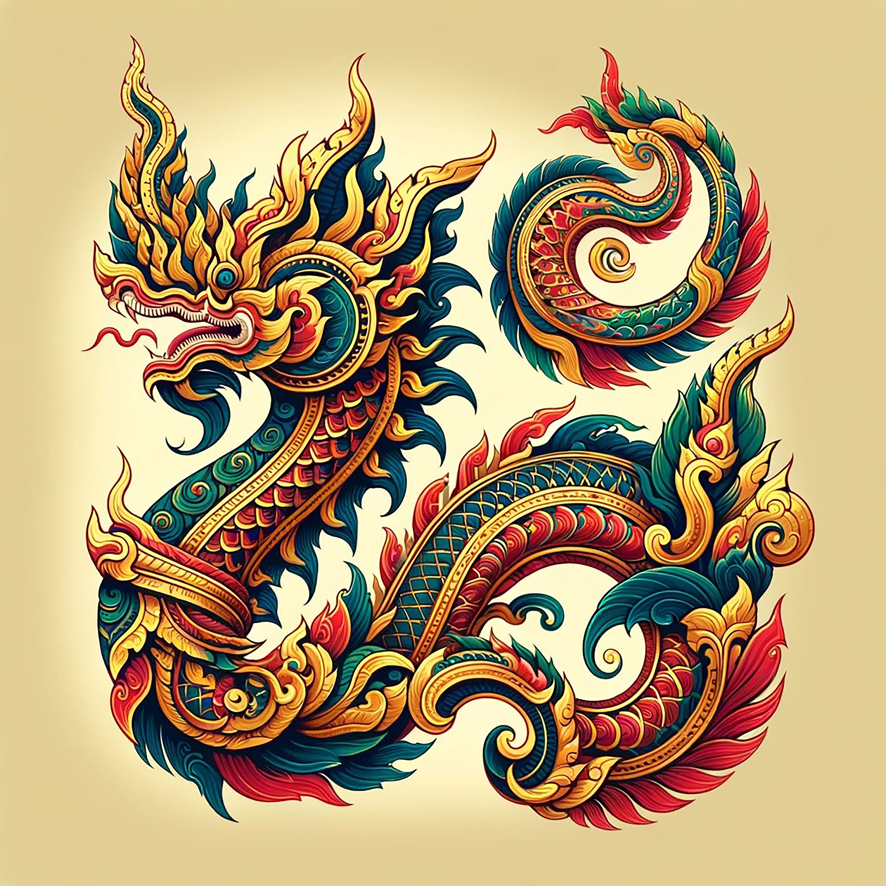 Fiery Thai Dragon Artwork. Dragon,thai,fire,art,mythical,vibrant ...