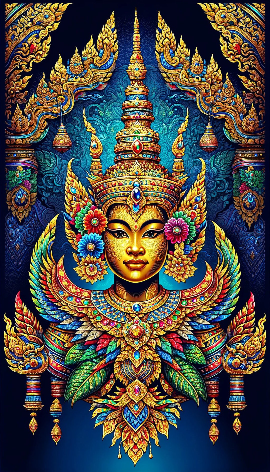 Ornate Golden Deity With Floral Aura.deity, Golden, Floral, Ornate, Art ...