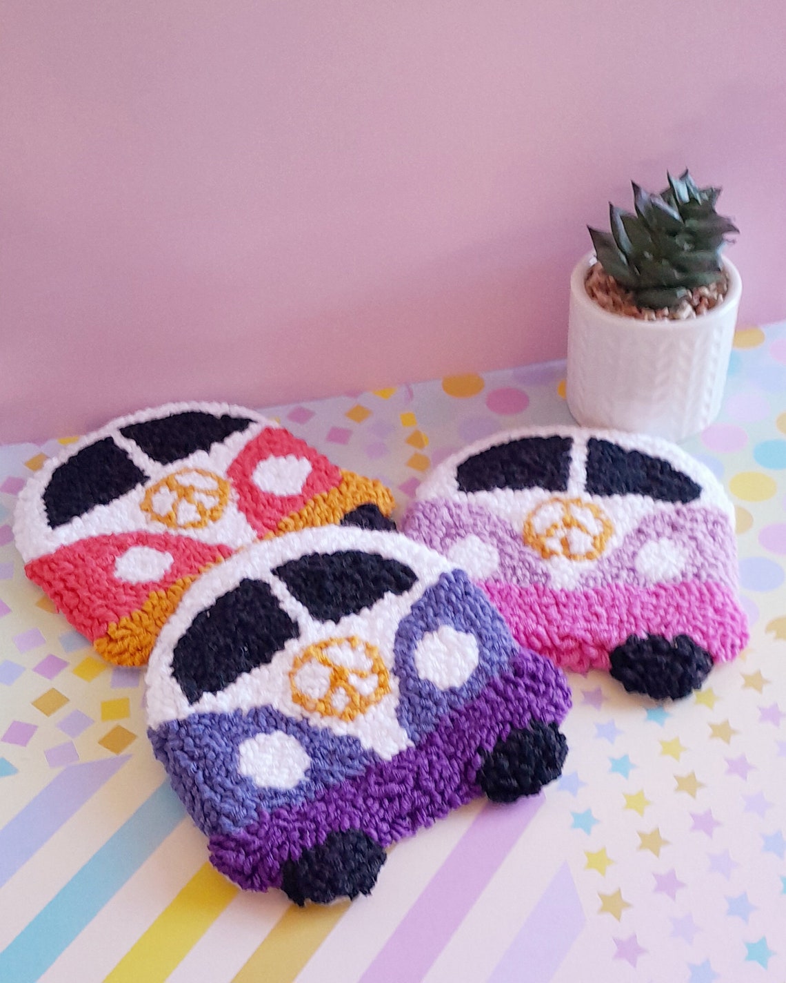 Mug Rug coaster Punch Needle Cozy Home Decor Artisan Coffee Mat Coaster ...