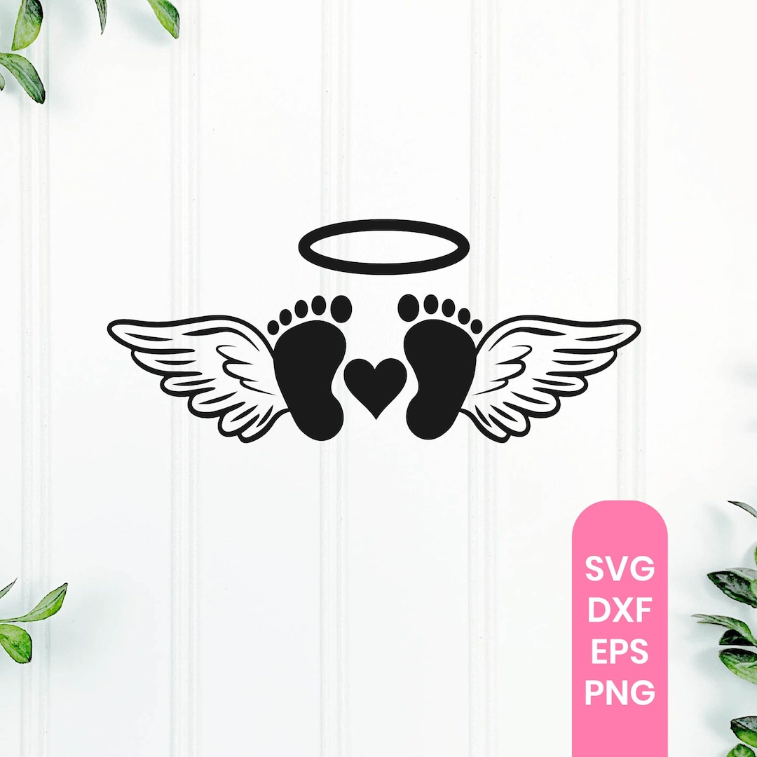 Baby Loss Memorial, Heaven Svg, Angel Wings Svg Clipart, Baby Foot Prints, Halo Svg - Etsy