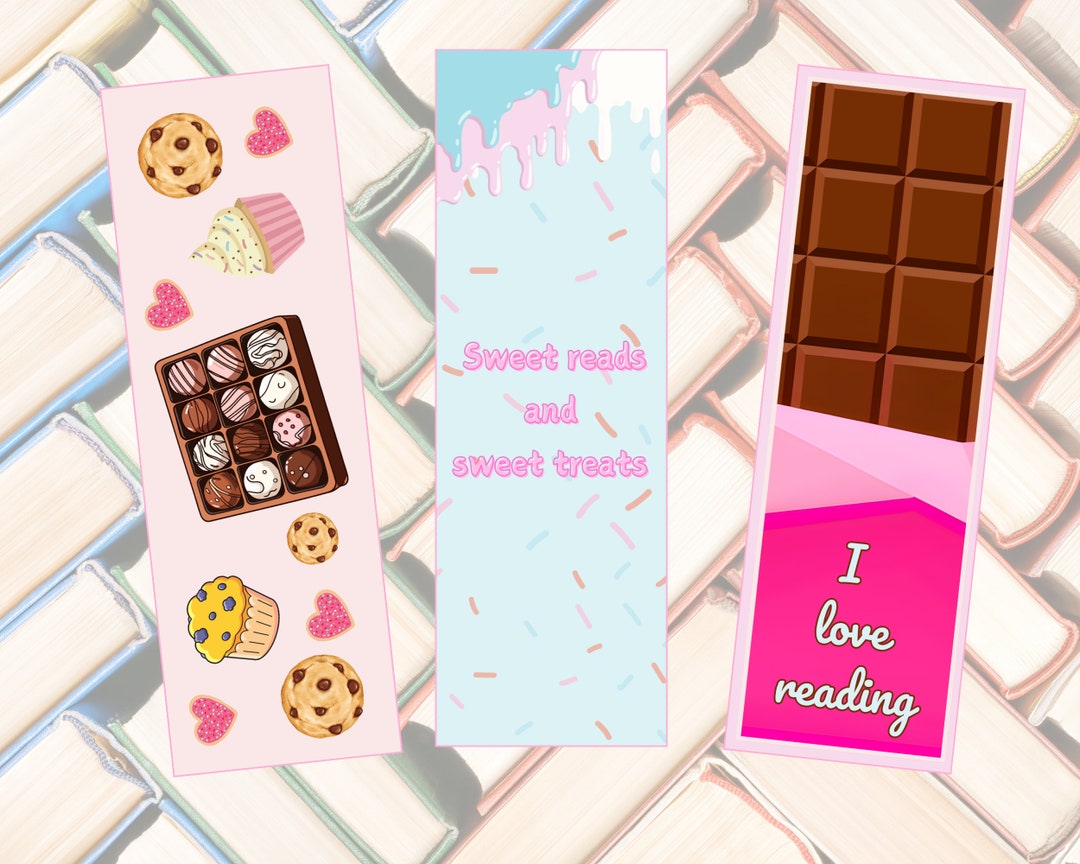 Printable Bookmarks Set Candy and Chocolate Gift for Book Lovers Candy ...