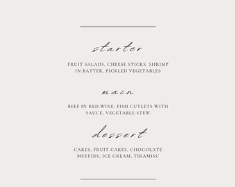 Menu Template - Etsy
