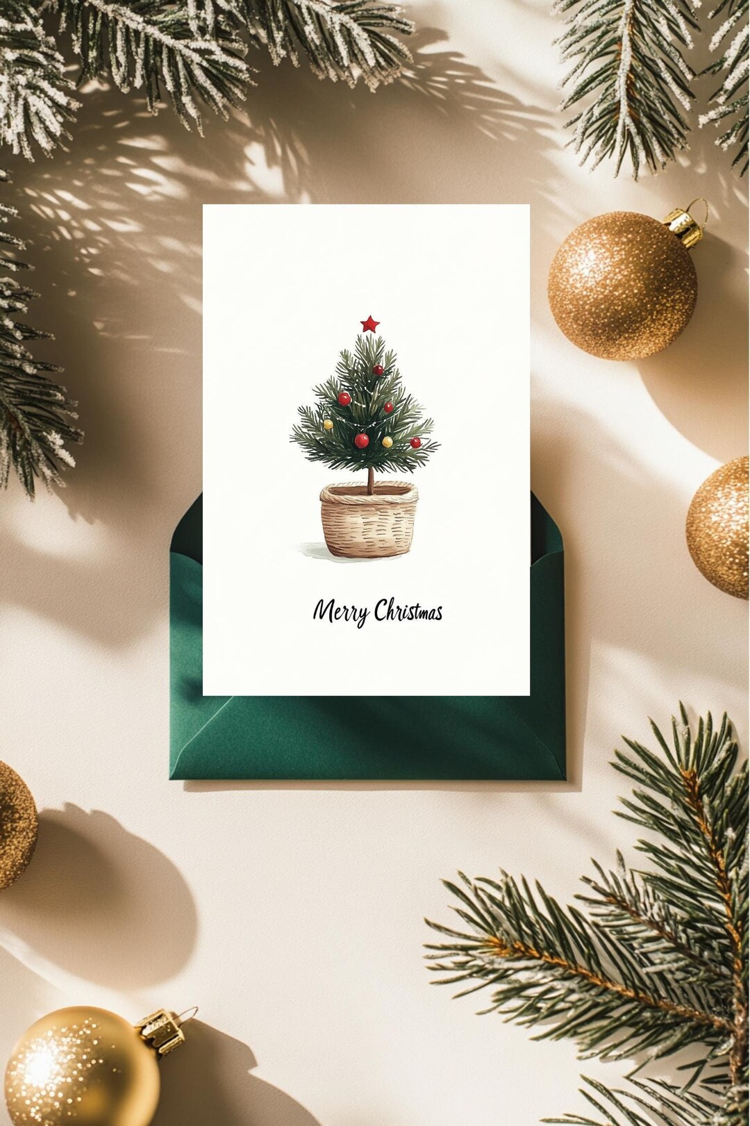 Printable Christmas Card, Simple Minimalist Xmas Greeting Card, Instant ...