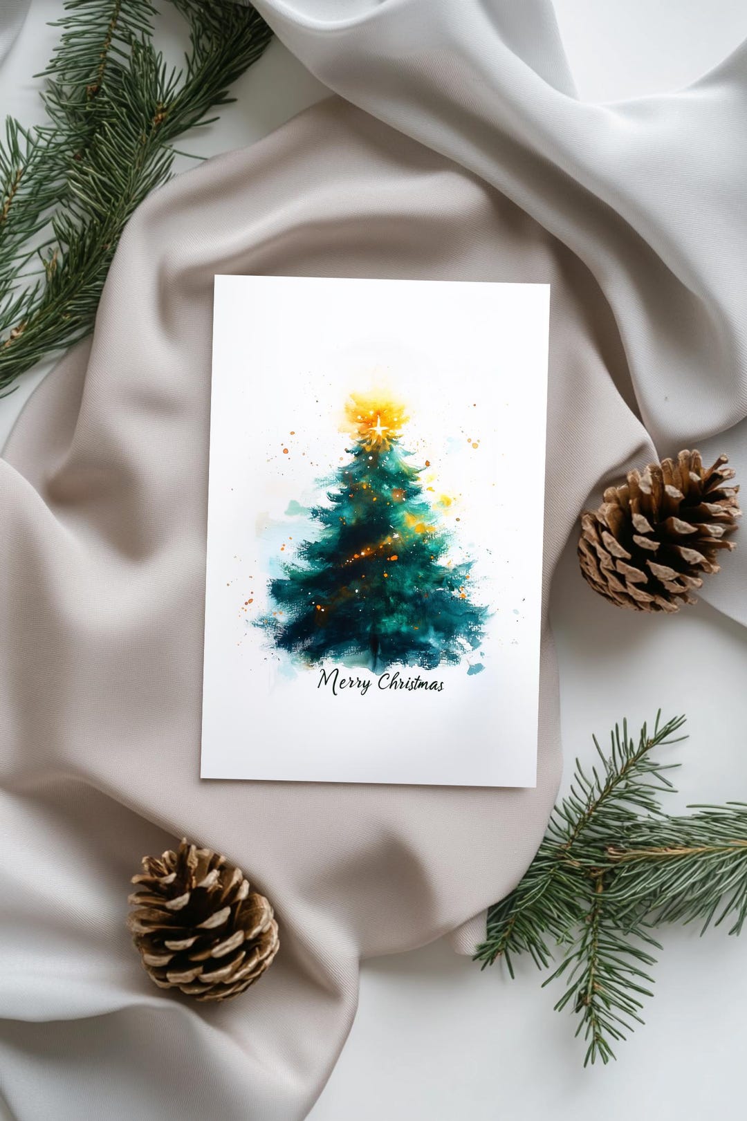 Printable Christmas Card, Simple Minimalist Xmas Greeting Card, Instant ...