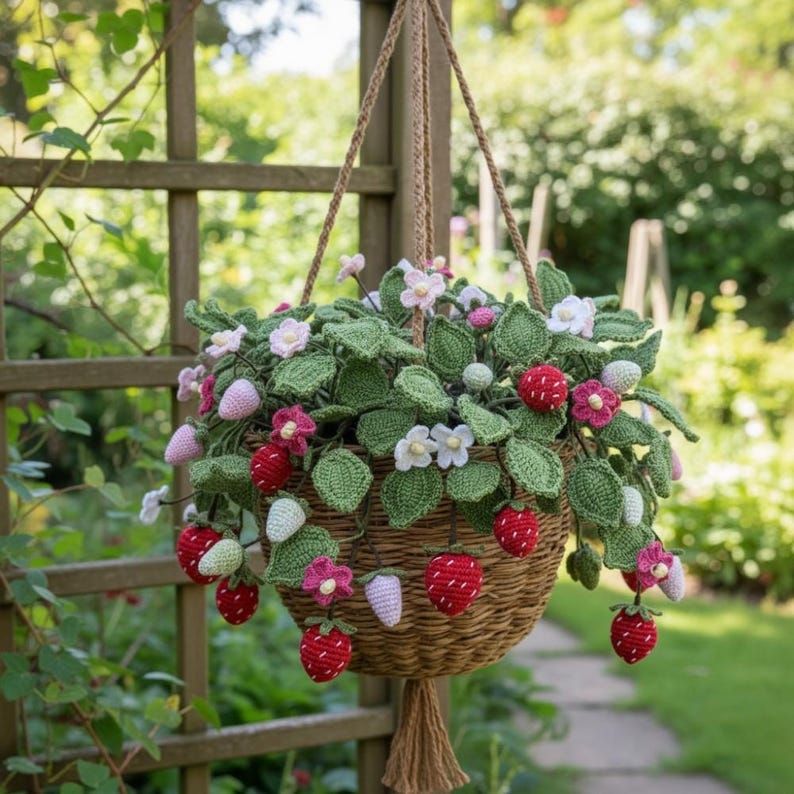 Strawberry Plant Crochet Pattern, Funny Positive House Plant Amigurumi ...
