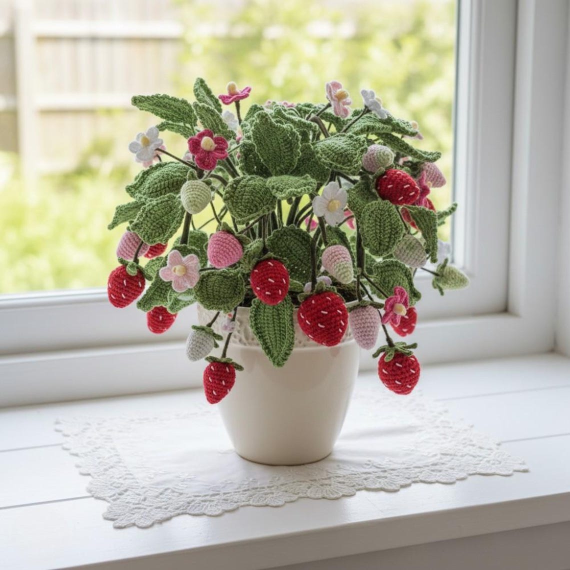 Strawberry Plant Crochet Pattern, Funny Positive House Plant Amigurumi ...