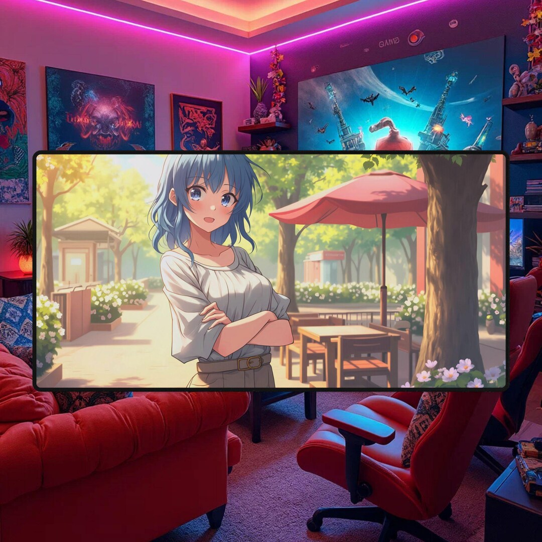 Anime Outdoor Waifu Desk Mat, Cool Surface Protectors for Gamers ...