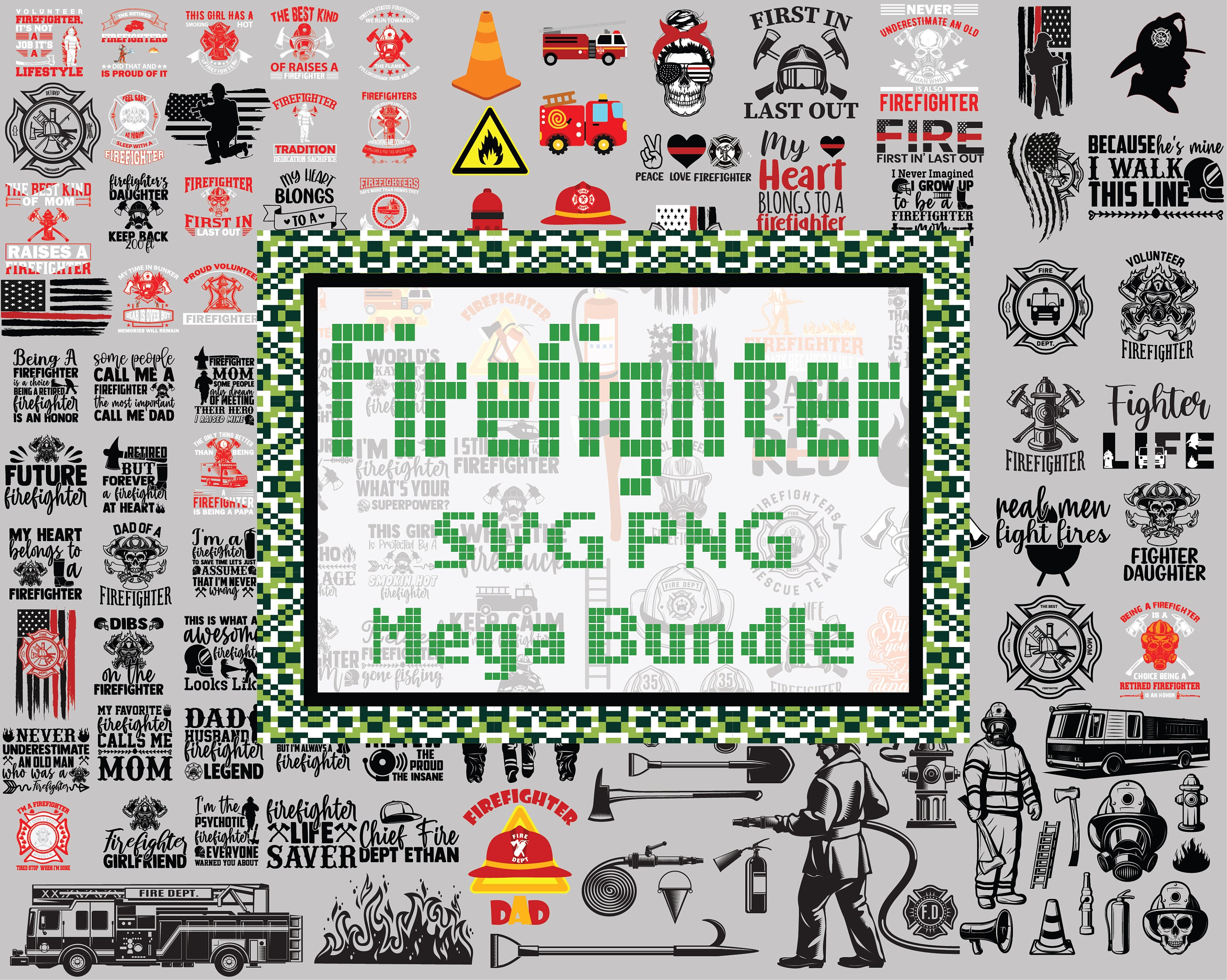 Mega Bundle Firefighter, Firefighter SVG PNG Bundle, Firefighter SVG ...