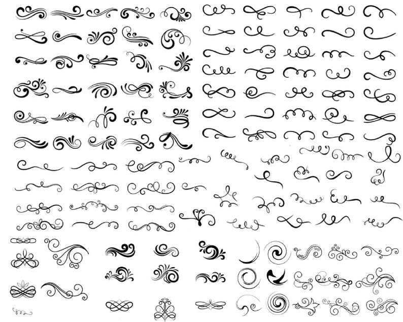 Swirls Mega SVG Bundle Designs, Floral SVG Decorative Elements, Swirl ...