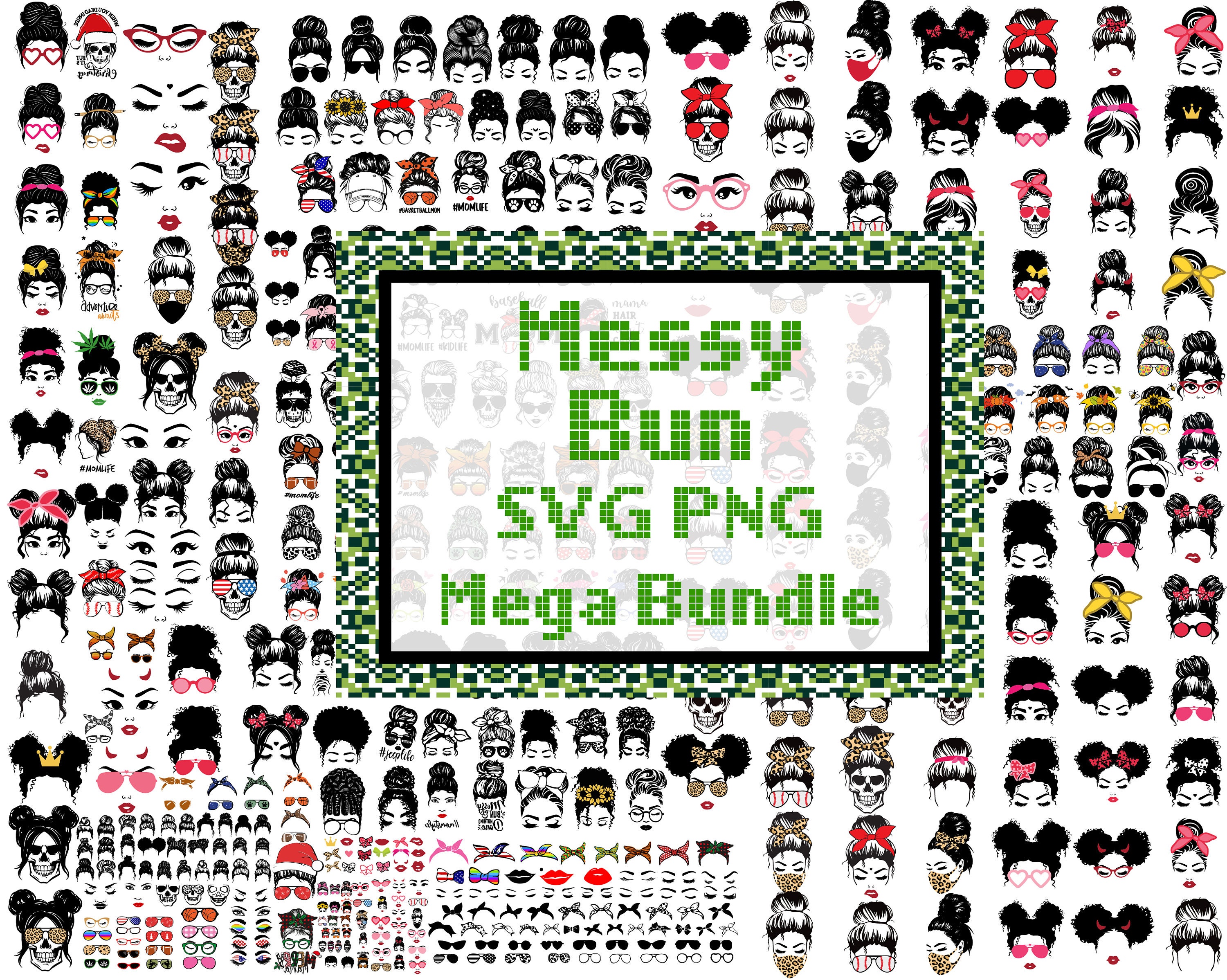400+ Messy Bun SVG PNG Bundle, Messy Buns SVG, Mum Svg, Lady Svg, Woman ...