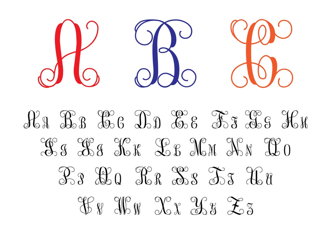 INTERLOCKING VINE MONOGRAM Svg, Monogram Font Svg, Vine Monogram Font ...