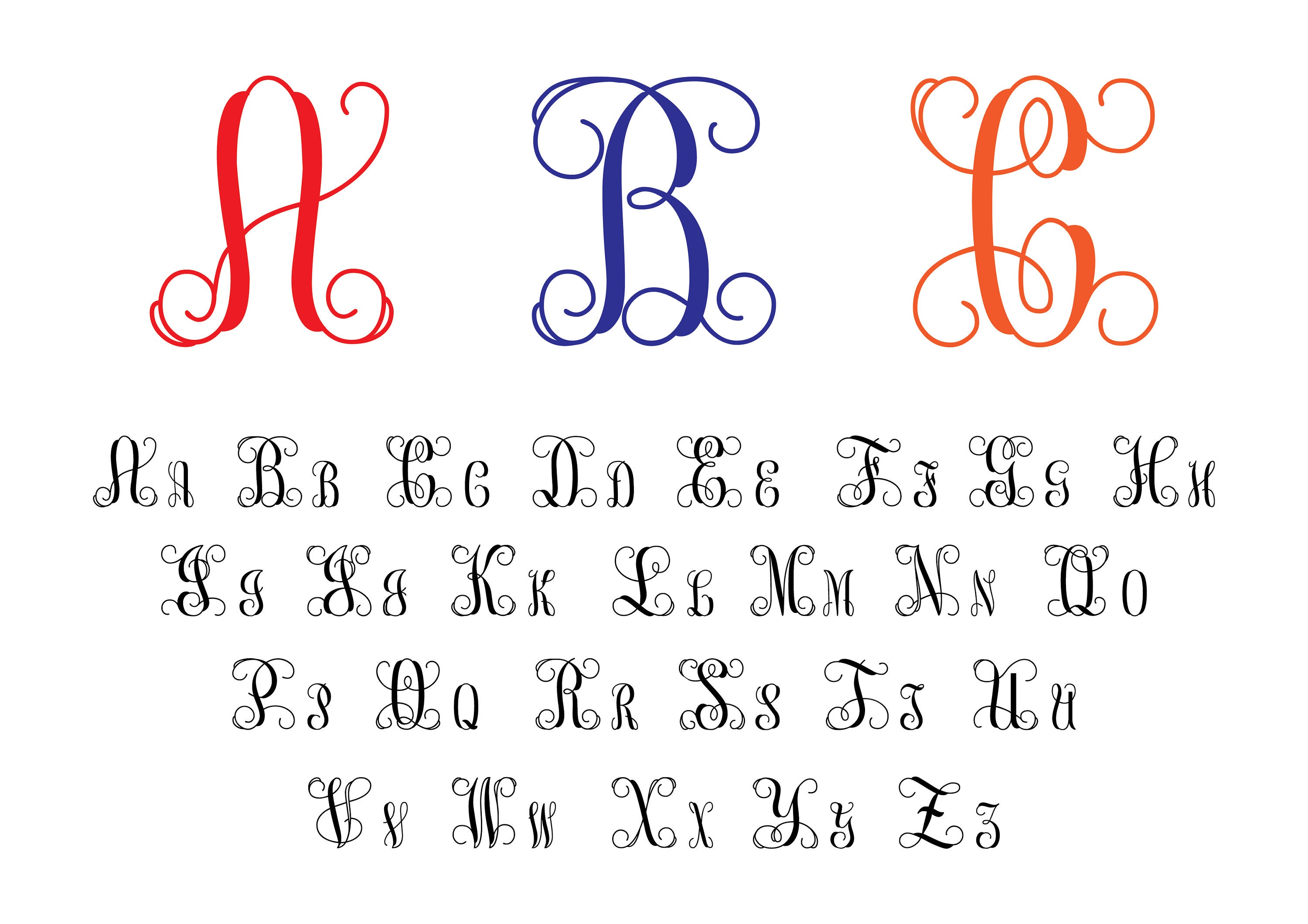 INTERLOCKING VINE MONOGRAM Svg, Monogram Font Svg, Vine Monogram Font ...