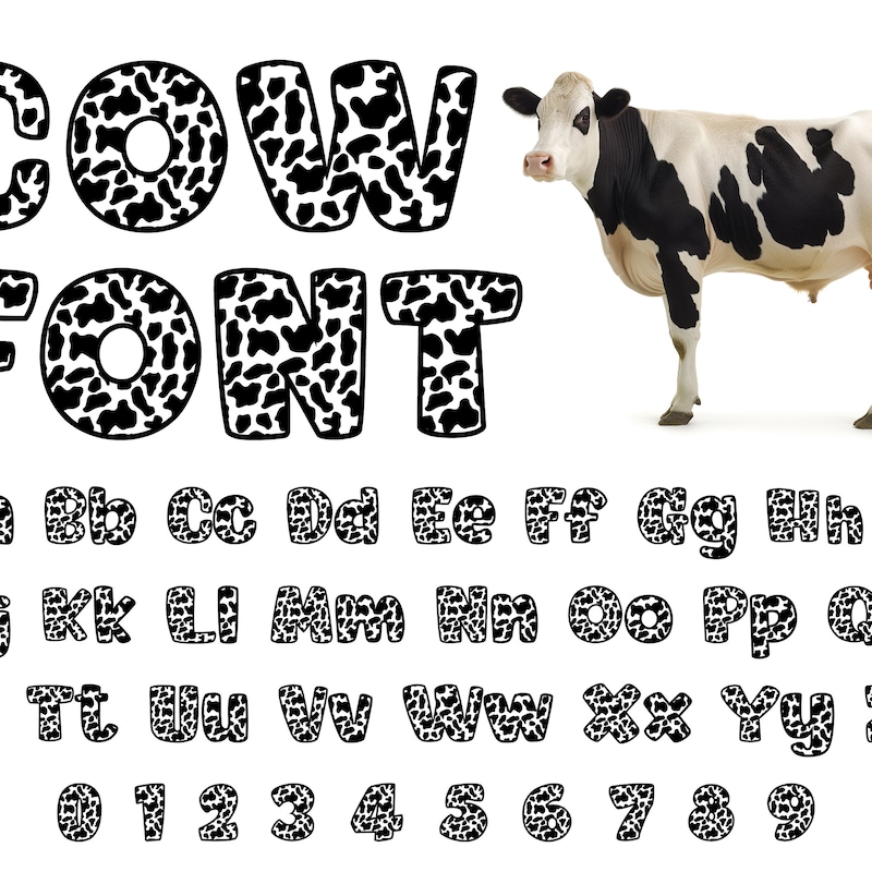 Cow Print Font - Etsy