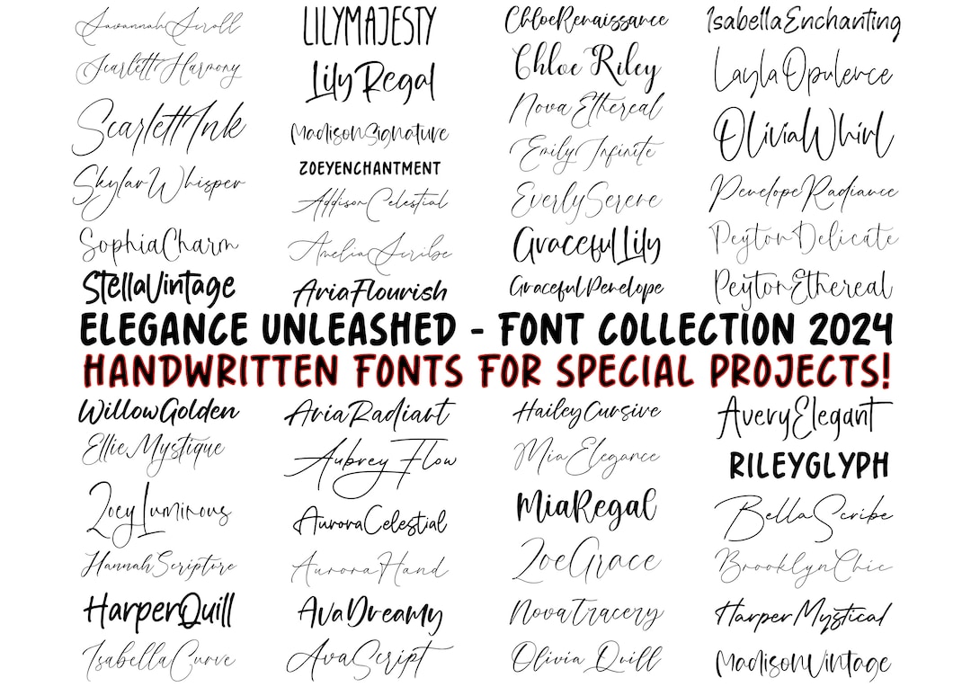 50 Handwritten Fonts - Font Bundle, Handwritten Font, Heart Font ...