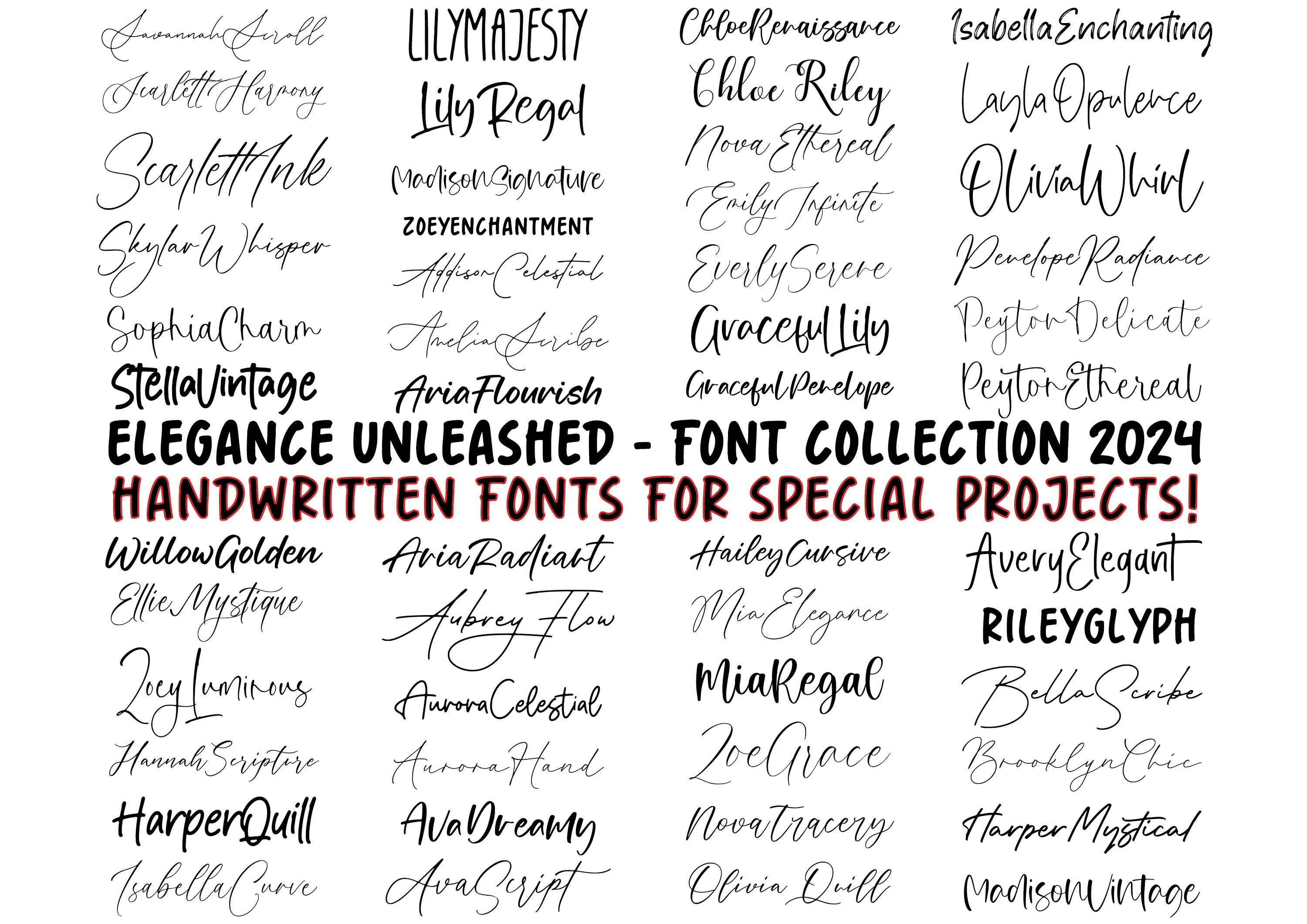 50 Handwritten Fonts - Font Bundle, Handwritten Font, Heart Font ...